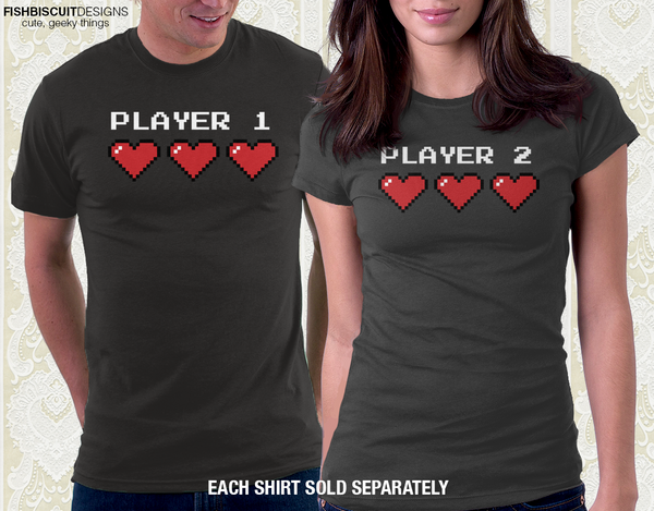 Player 2 Couples T-Shirt – FishbiscuitDesigns